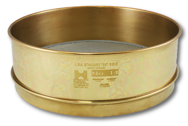 6982 - 12" Test Sieve, 1/2" Mesh, Full Height, Brass Frame - Stainless ...
