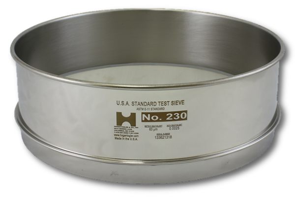 6681 - 12" Test Sieve, No. 200 Mesh, Full Height, Stainless Frame ...